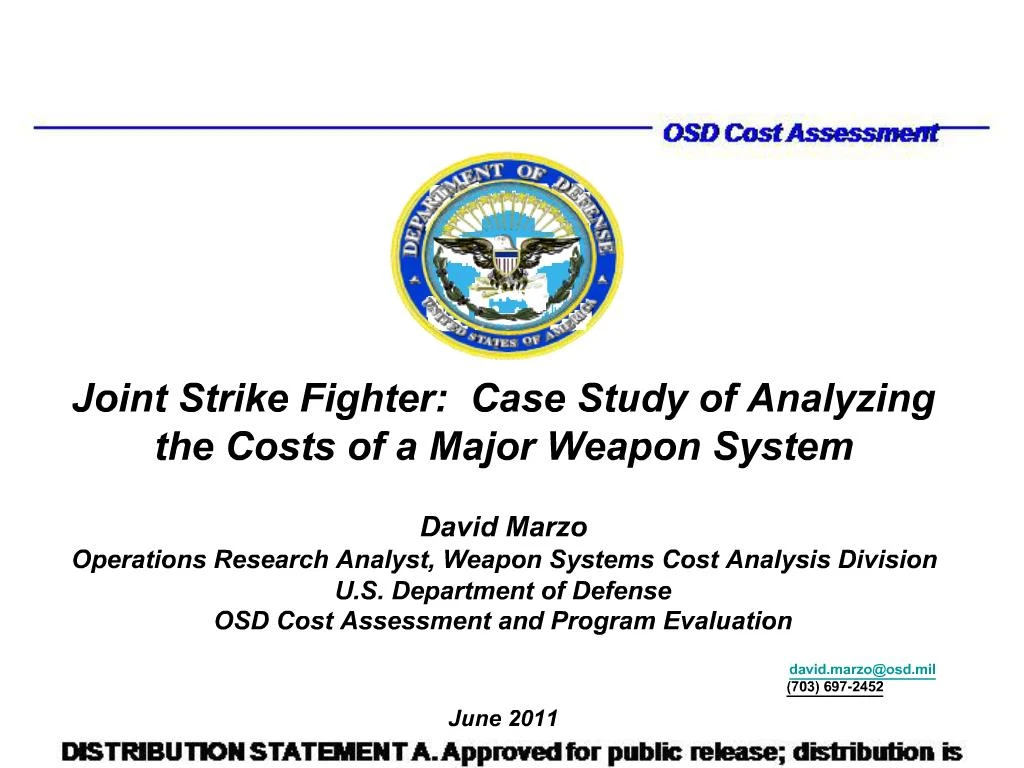 PPT - David Marzo Operations Research Analyst, Weapon Systems Cost ...