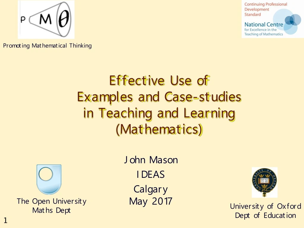 PPT - Effective Use of Examples and Case-studies in Teaching and ...