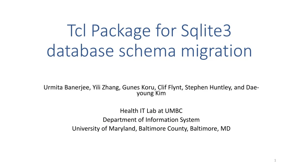 PPT - Tcl Package for Sqlite3 database schema migration PowerPoint ...