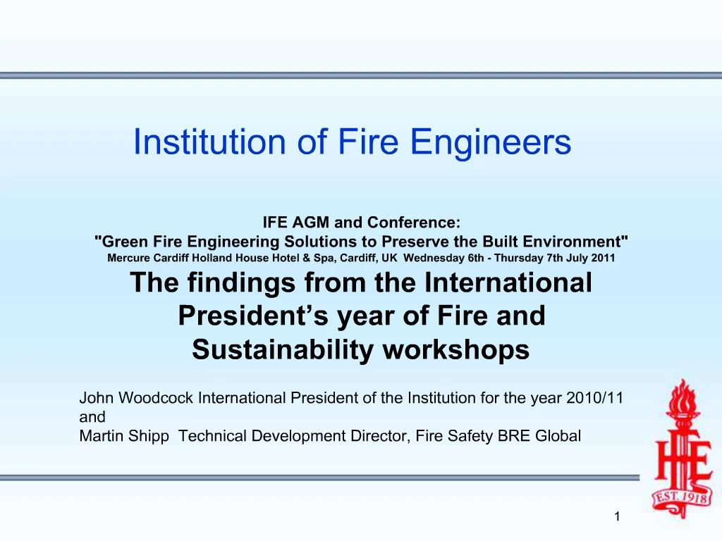 PPT - Institution of Fire Engineers PowerPoint Presentation, free ...