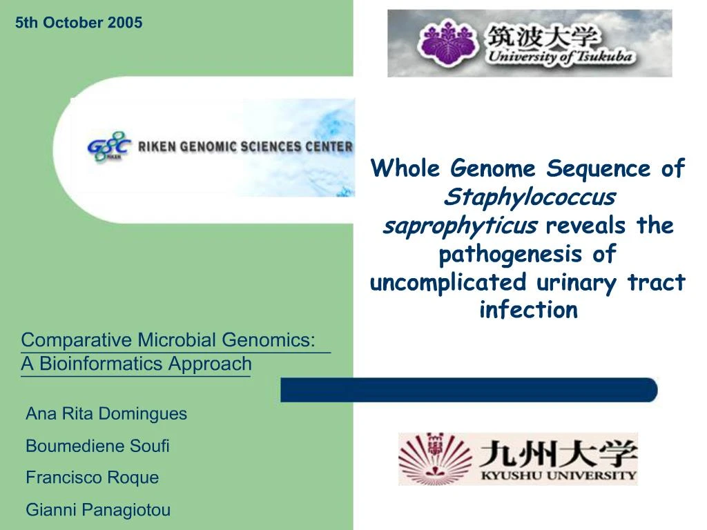 PPT - Whole Genome Sequence of Staphylococcus saprophyticus reveals the ...