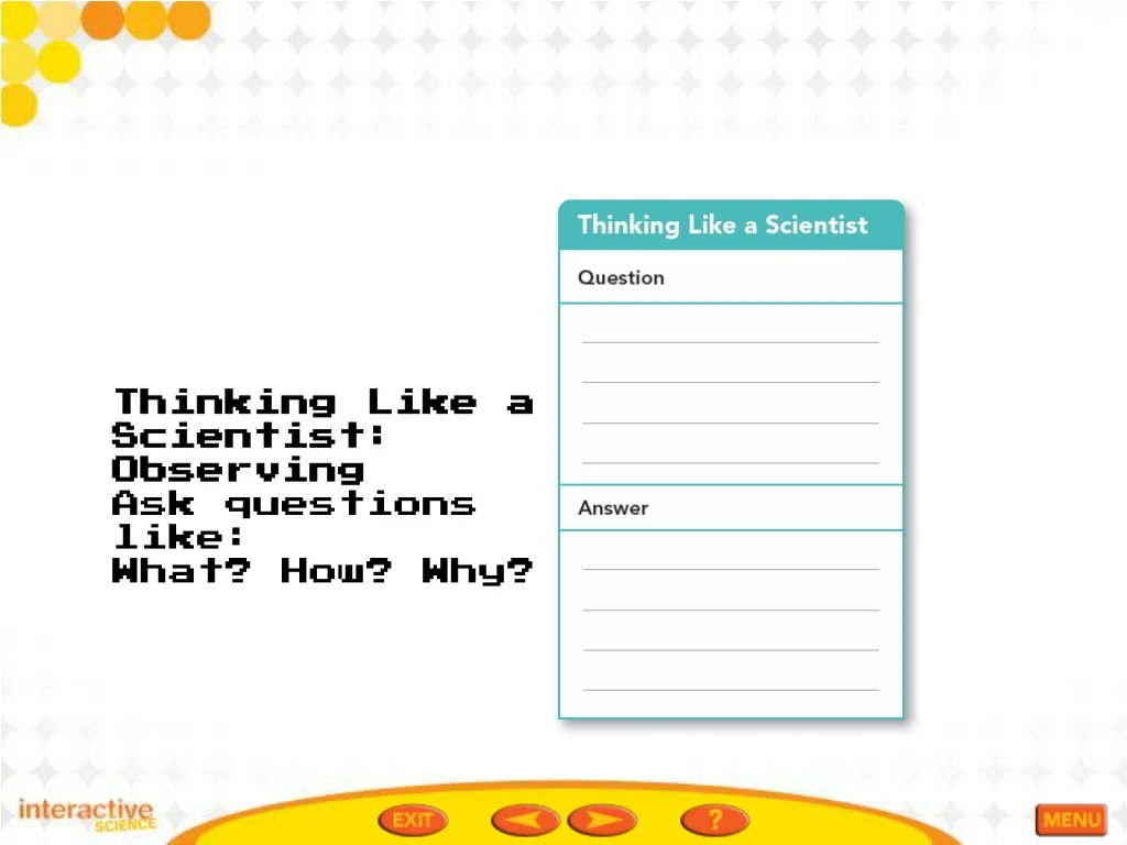 PPT - Thinking Like a Scientist: Observing Ask questions like: What ...