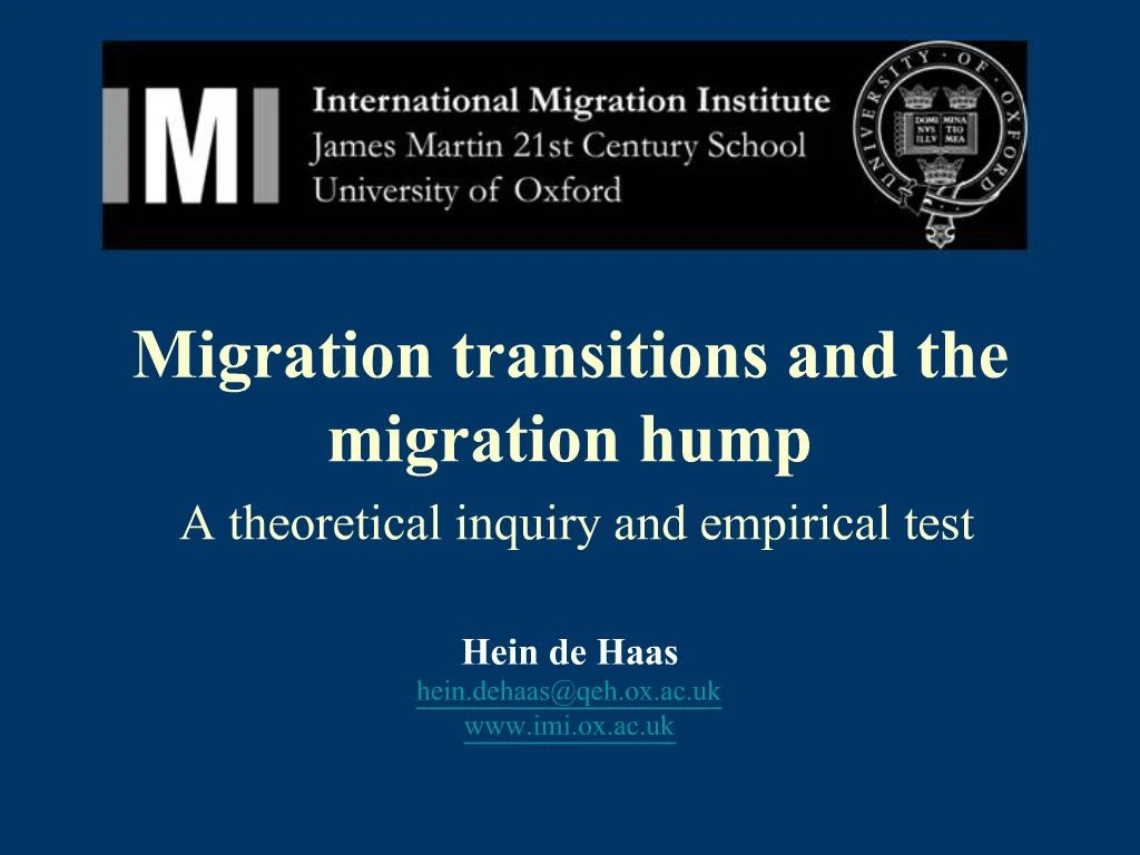 PPT - Migration transitions and the migration hump A theoretical ...