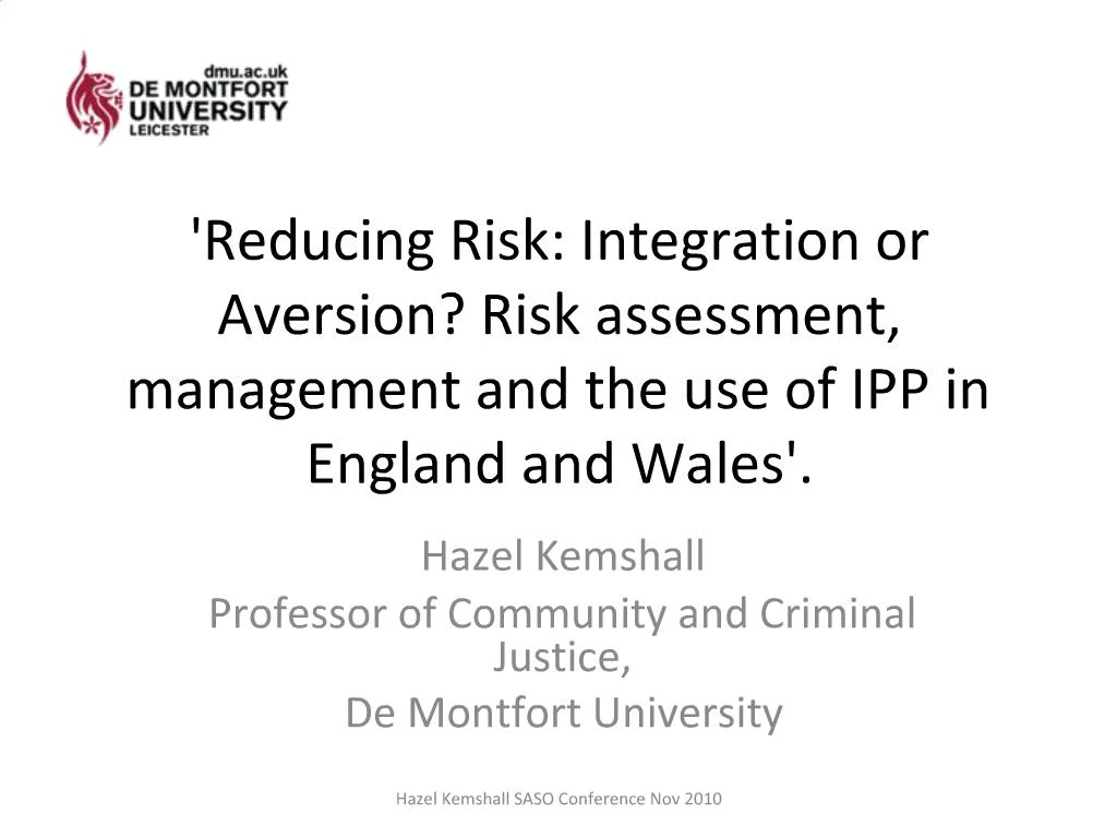 PPT - Reducing Risk: Integration or Aversion Risk assessment ...