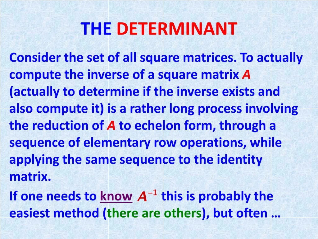 PPT - THE DETERMINANT PowerPoint Presentation, free download - ID:373744