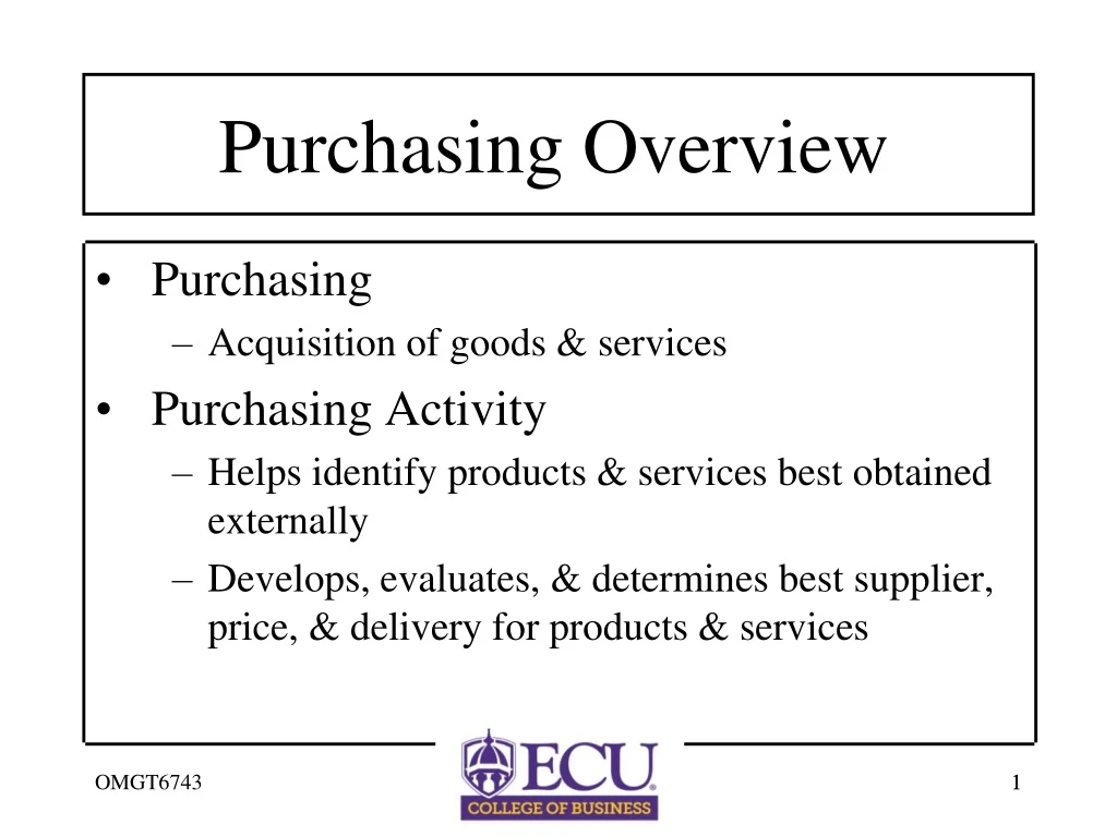 PPT - Purchasing Overview PowerPoint Presentation, free download - ID ...