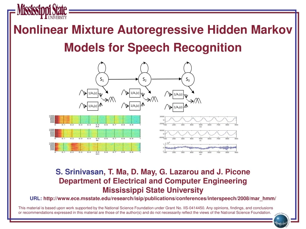 PPT - Nonlinear Mixture Autoregressive Hidden Markov Models for Speech Recognition PowerPoint ...