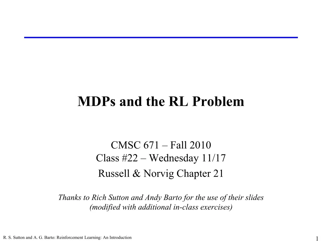 PPT - MDPs and the RL Problem PowerPoint Presentation, free download - ID:379764
