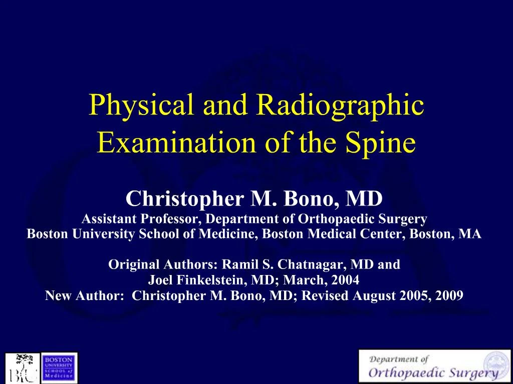 PPT - Physical and Radiographic Examination of the Spine PowerPoint ...