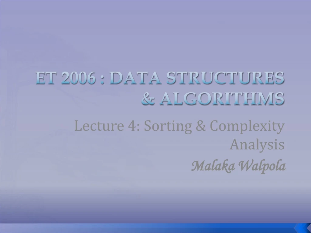 PPT - ET 2006 : Data Structures & Algorithms PowerPoint Presentation - ID:384521