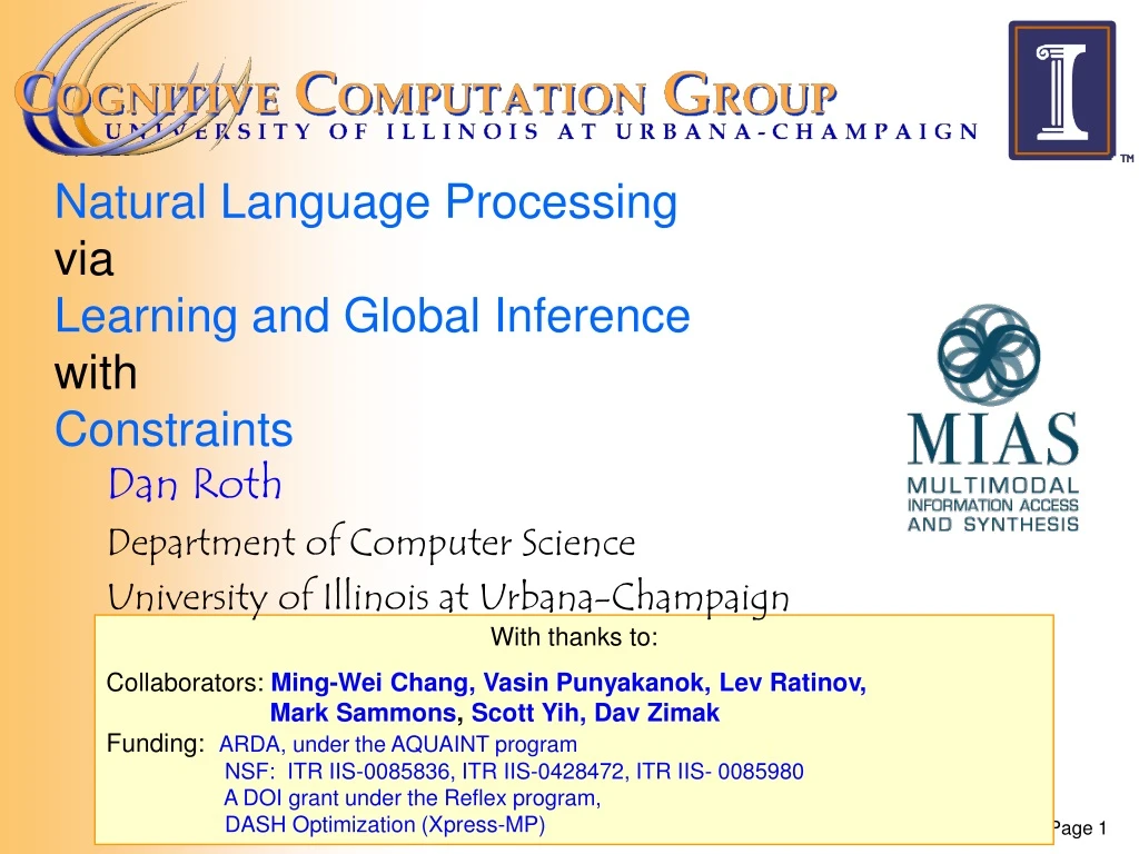PPT - Natural Language Processing via Learning and Global Inference with Constraints PowerPoint ...