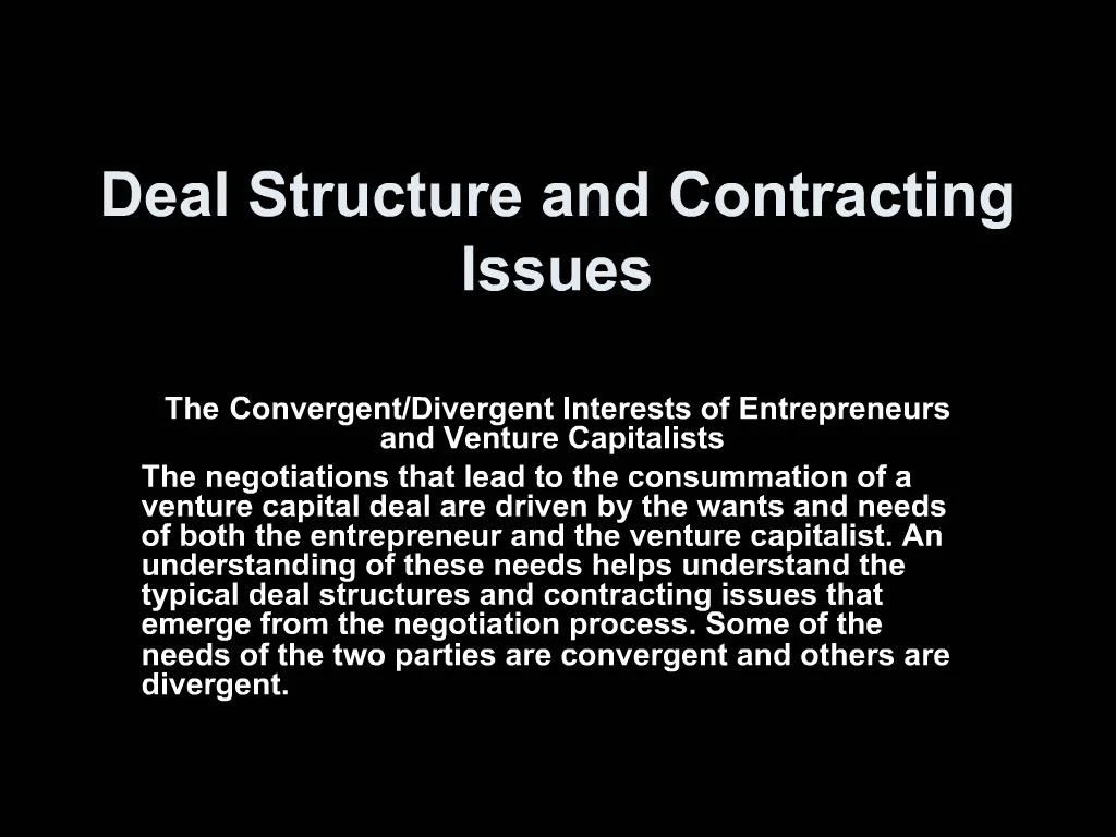 PPT - Deal Structure and Contracting Issues PowerPoint Presentation ...