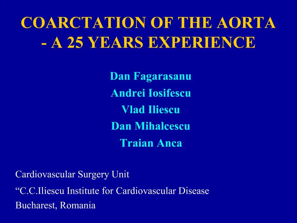 PPT - COARCTATION OF THE AORTA - A 25 YEARS EXPERIENCE PowerPoint ...