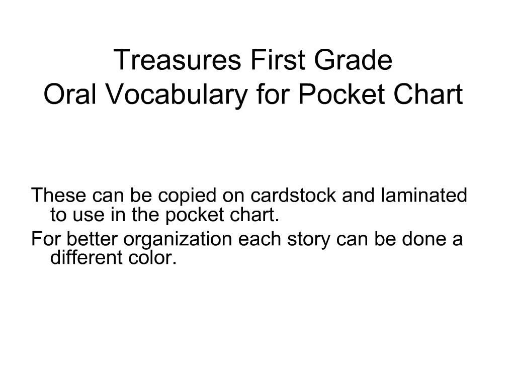 PPT - Treasures First Grade Oral Vocabulary for Pocket Chart PowerPoint ...