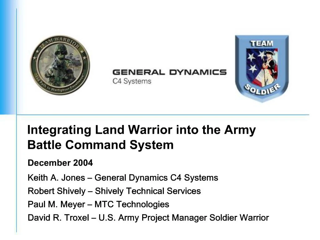 PPT - Integrating Land Warrior into the Army Battle Command System ...