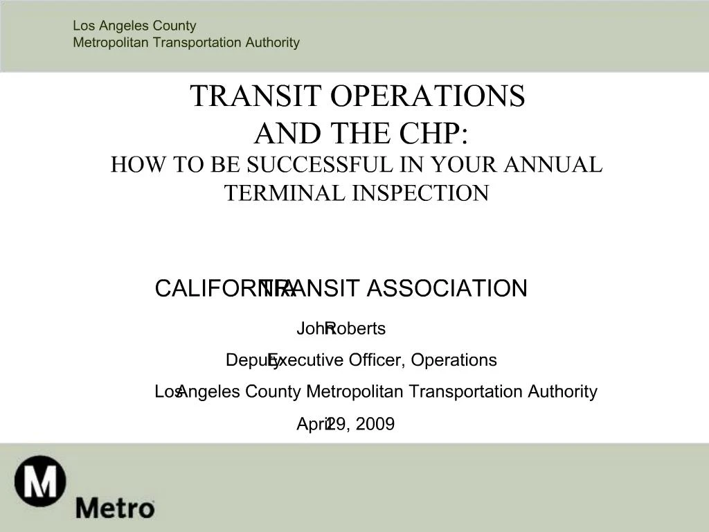 PPT - TRANSIT OPERATIONS AND THE CHP: HOW TO BE SUCCESSFUL IN YOUR ...