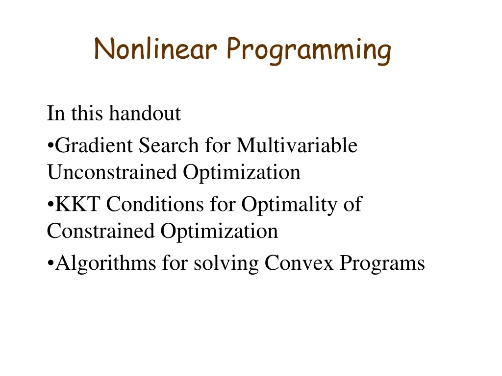 PPT - Nonlinear Programming PowerPoint Presentation, free download - ID ...