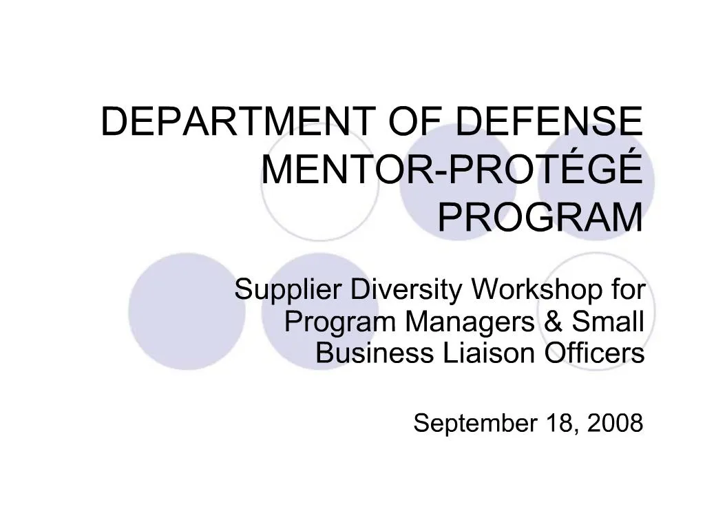 PPT - DEPARTMENT OF DEFENSE MENTOR-PROT G PROGRAM PowerPoint Presentation - ID:437554