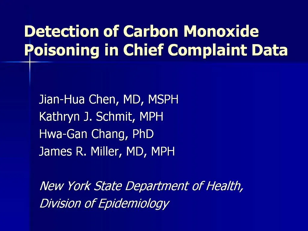 PPT - Detection of Carbon Monoxide Poisoning in Chief Complaint Data ...