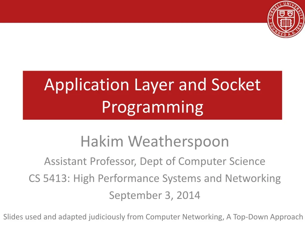 PPT - Application Layer and Socket Programming PowerPoint Presentation - ID:445908