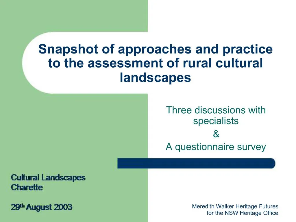 PPT - Snapshot of approaches and practice to the assessment of rural ...