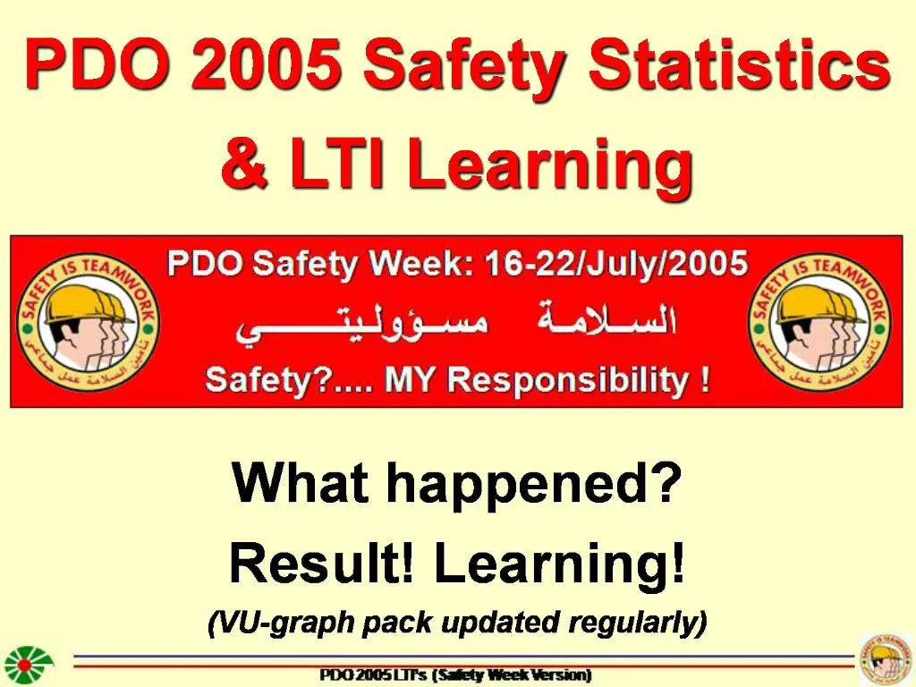 PPT - PDO 2005 Safety Statistics LTI Learning What happened Result ...