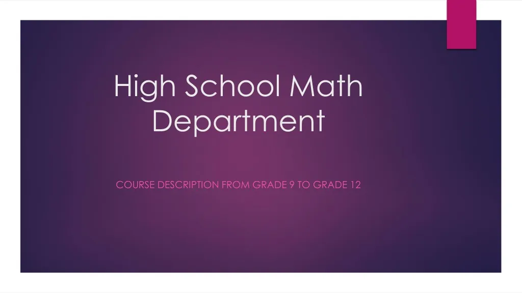 PPT - High School Math Department PowerPoint Presentation, free ...