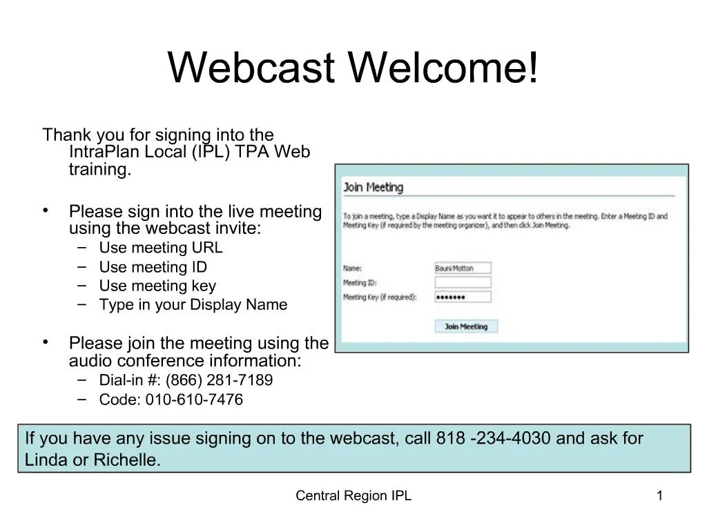 PPT - Webcast Welcome PowerPoint Presentation, free download - ID:461638