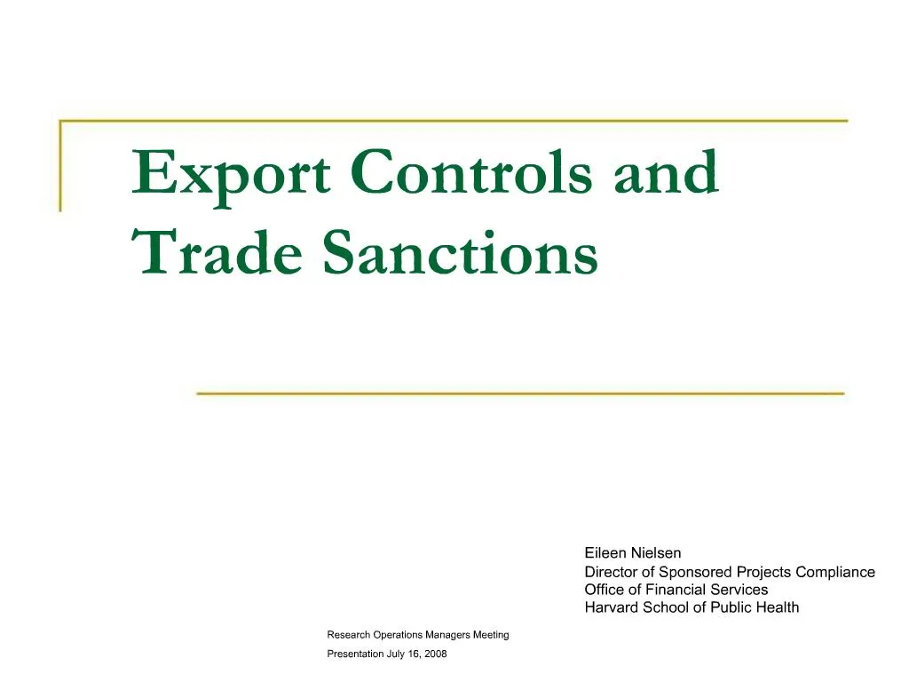 PPT - Export Controls and Trade Sanctions PowerPoint Presentation, free ...