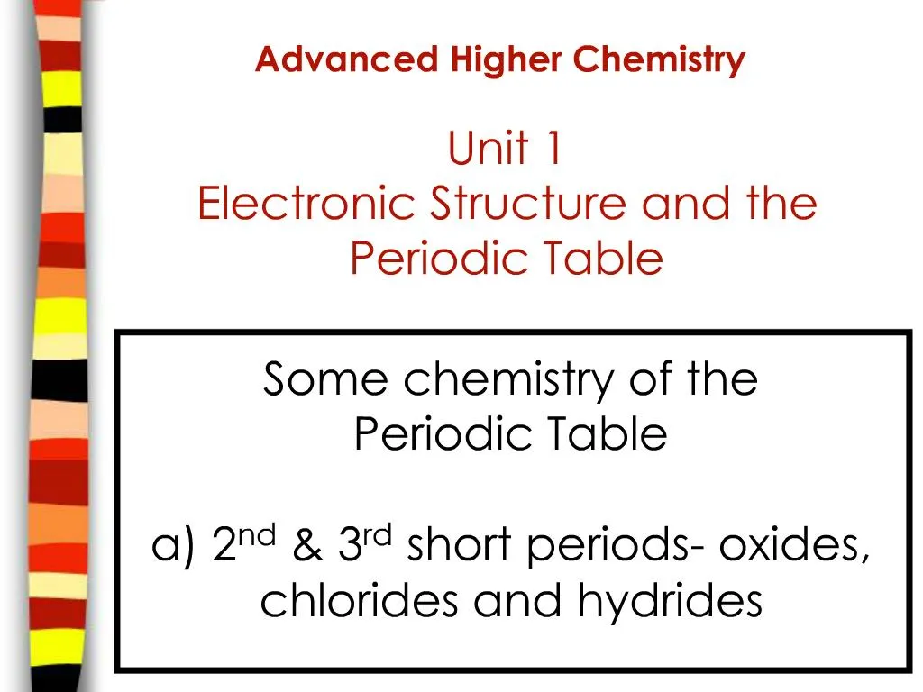 PPT - Advanced Higher Chemistry PowerPoint Presentation, free download ...
