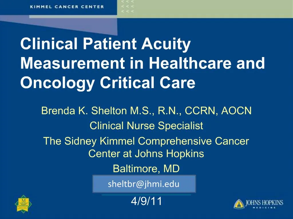 PPT - Clinical Patient Acuity Measurement in Healthcare and Oncology ...