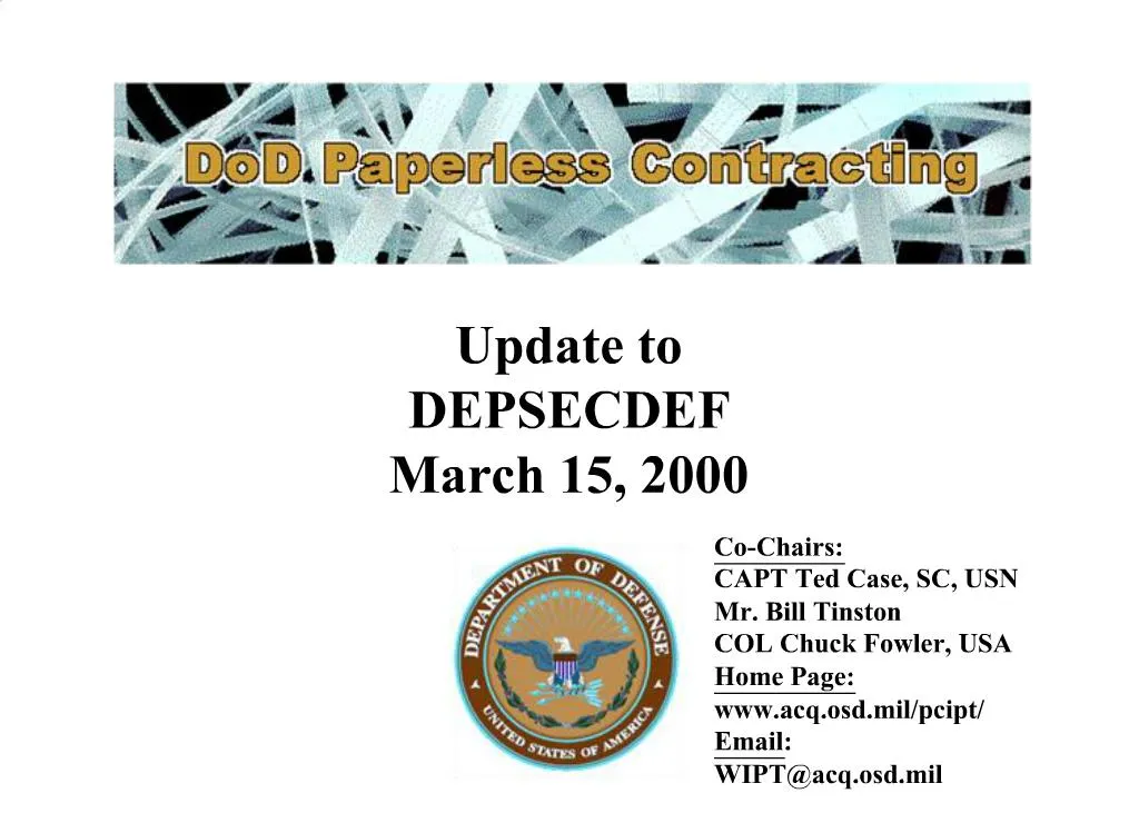 PPT - Update to DEPSECDEF March 15, 2000 PowerPoint Presentation, free ...