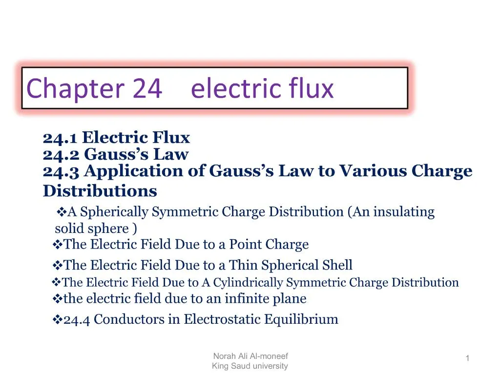 PPT - Chapter 24 electric flux PowerPoint Presentation, free download ...