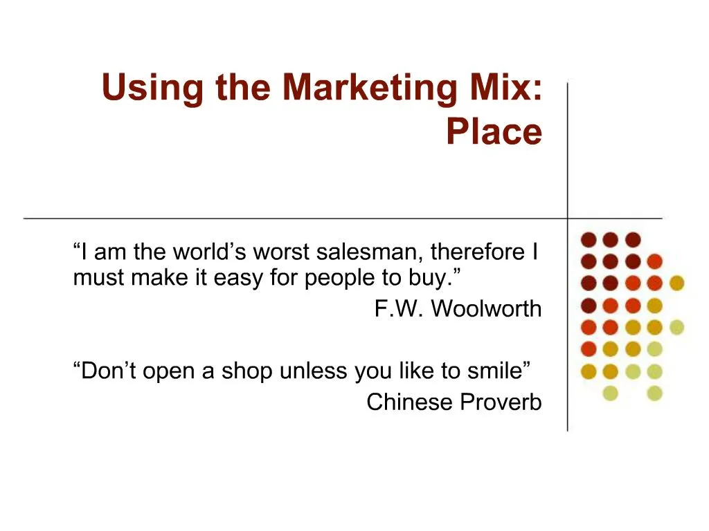 PPT - Using the Marketing Mix: Place PowerPoint Presentation, free ...