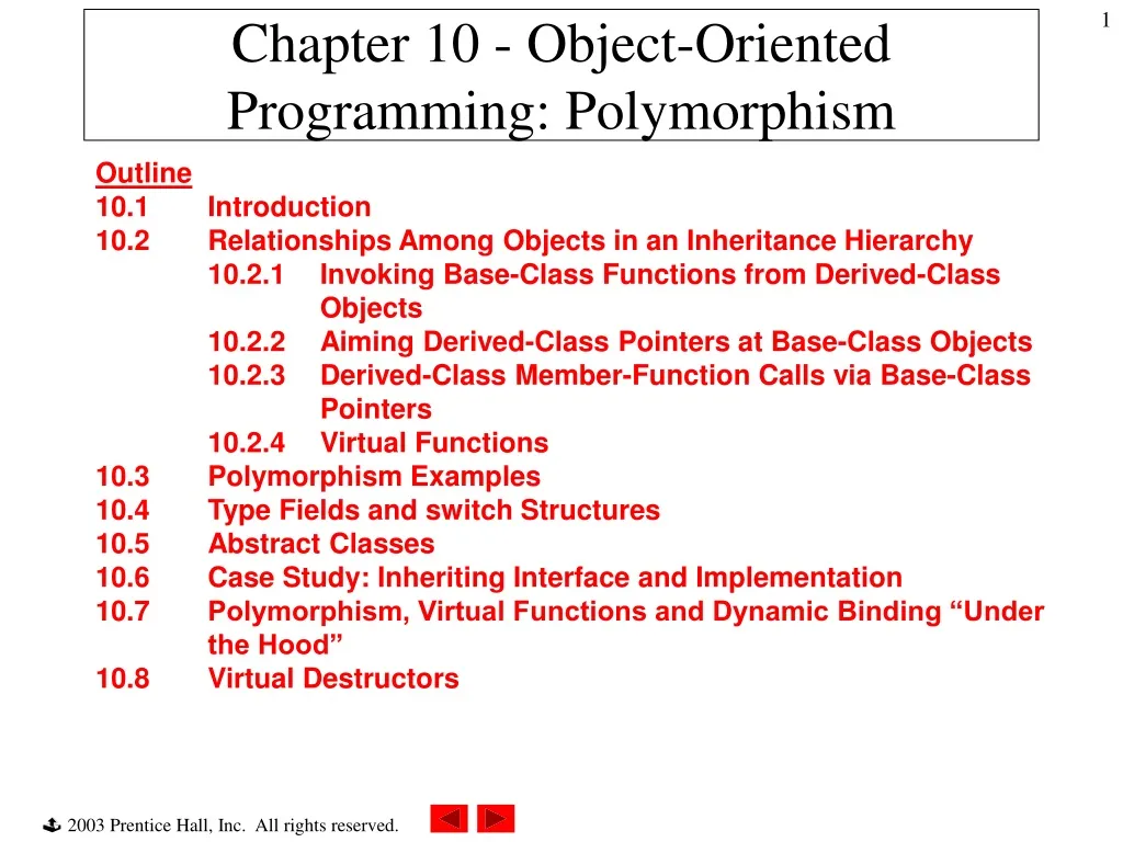 PPT - Chapter 10 - Object-Oriented Programming: Polymorphism PowerPoint ...