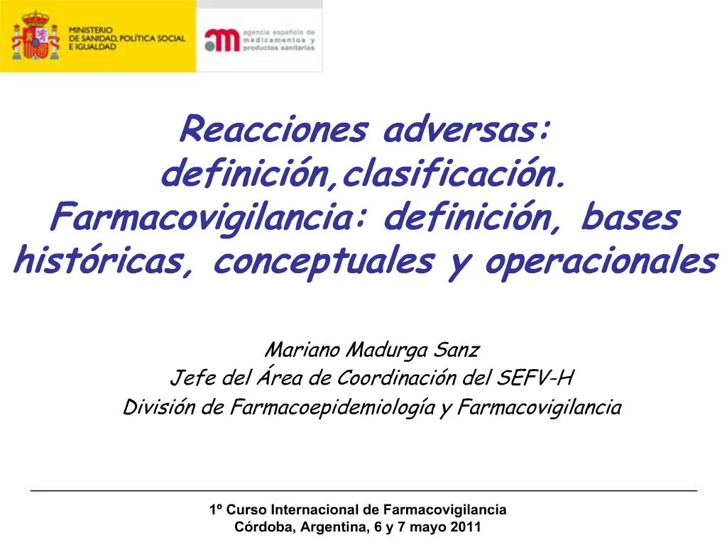 Ppt Reacciones Adversas Definici N Clasificaci N Farmacovigilancia