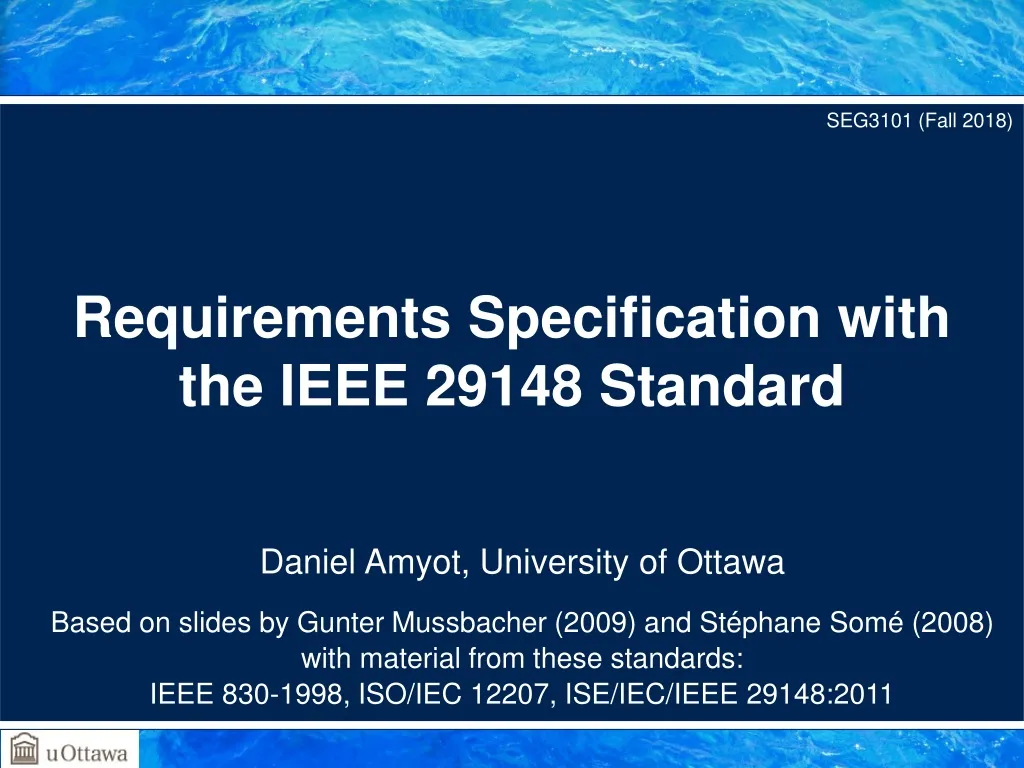PPT - Requirements Specification with the IEEE 29148 Standard ...
