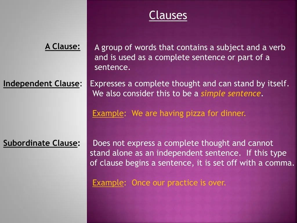 PPT - Clauses PowerPoint Presentation, free download - ID:486063