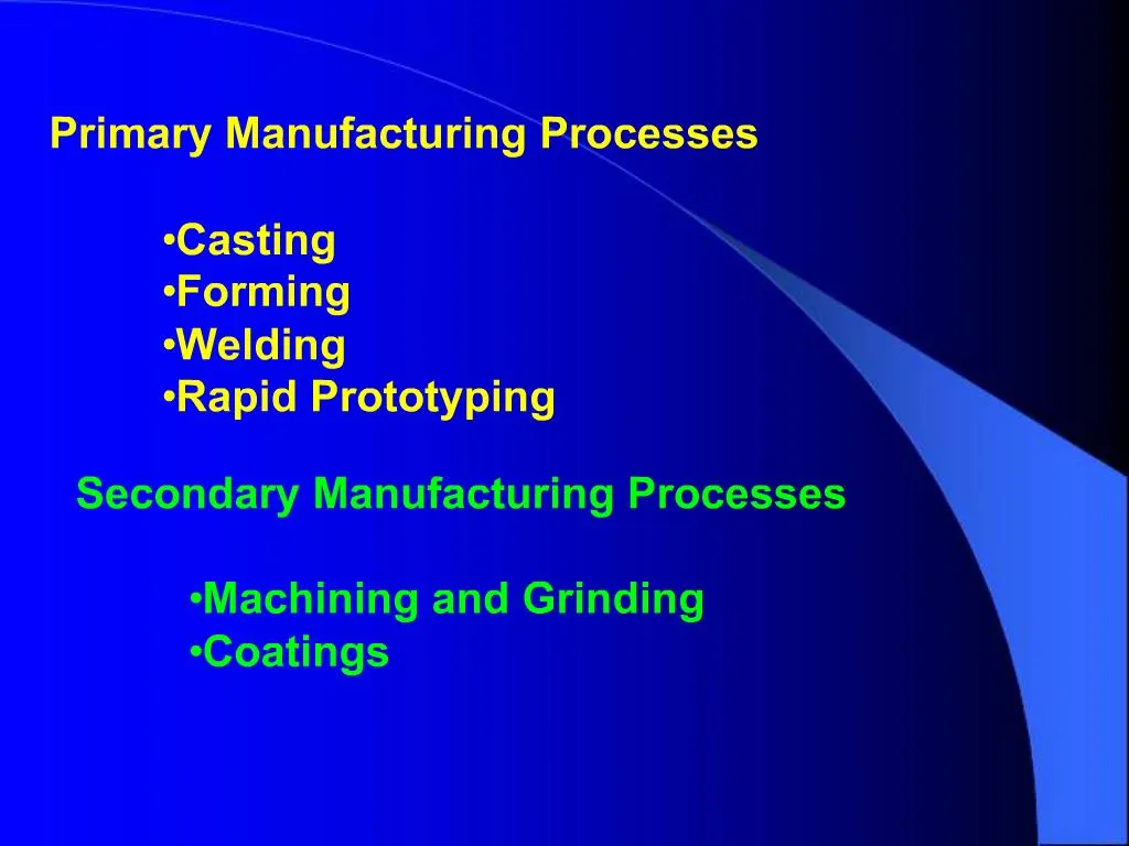 PPT - Primary Manufacturing Processes Casting Forming Welding Rapid ...