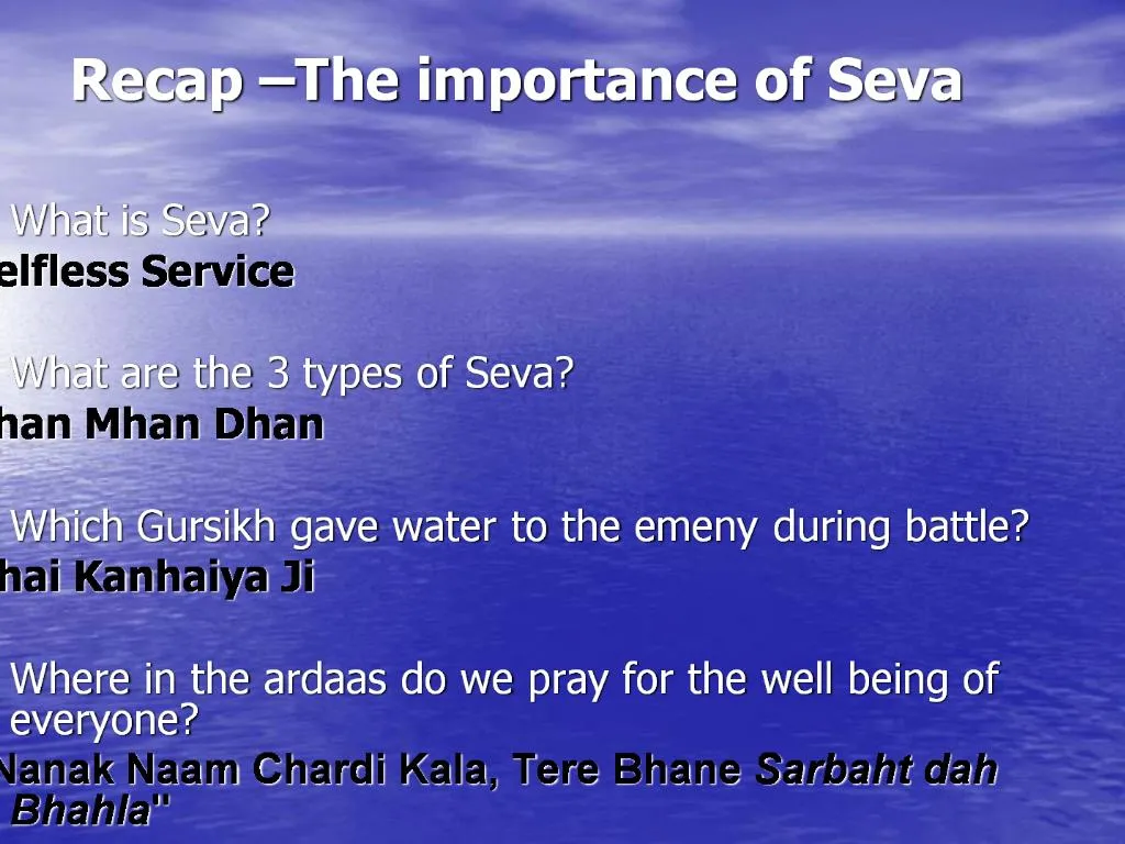 PPT - Recap The importance of Seva PowerPoint Presentation, free ...