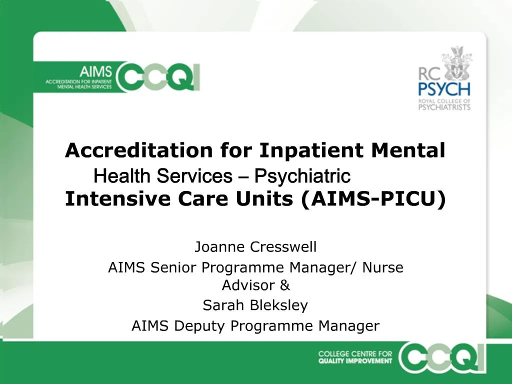 PPT - Accreditation for Inpatient Mental Health Services Psychiatric ...