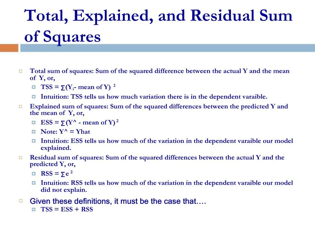 PPT - Total, Explained, and Residual Sum of Squares PowerPoint ... PPT - Total, Explained, and Residual Sum of Squares PowerPoint ...