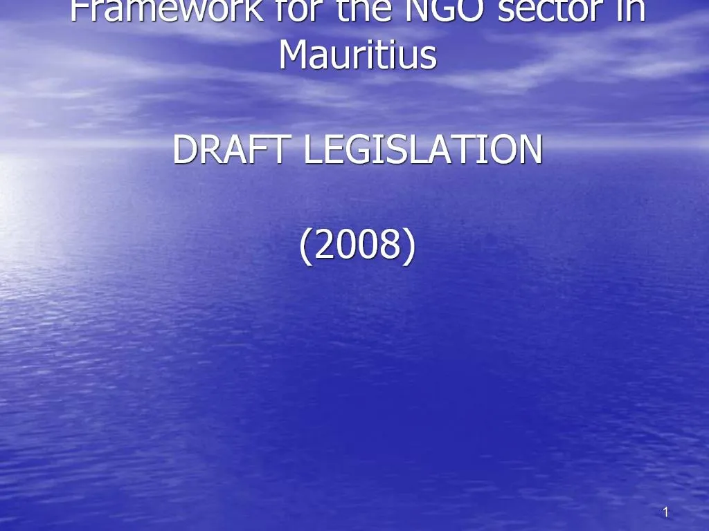 PPT - New Legal and Regulatory Framework for the NGO sector in ...