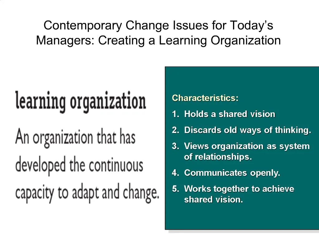 PPT - Contemporary Change Issues for Today s Managers: Creating a ...