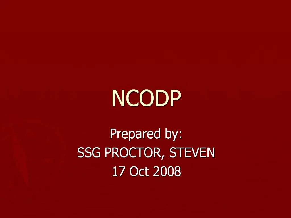PPT - NCODP PowerPoint Presentation, free download - ID:505199