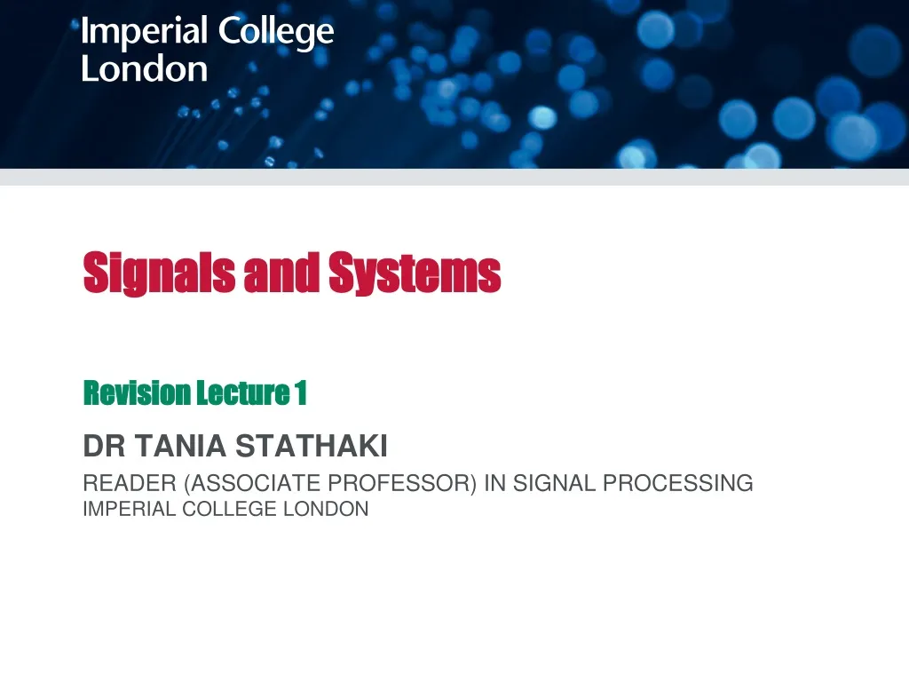 PPT - Signals and Systems Revision Lecture 1 PowerPoint Presentation ...