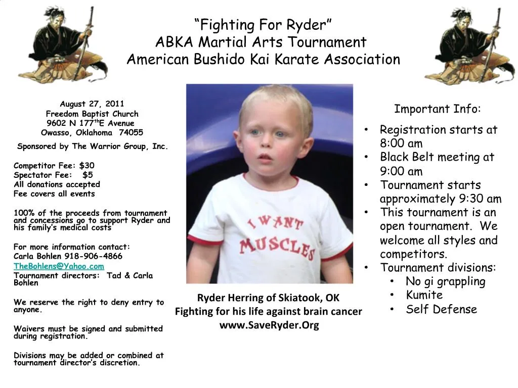PPT - Fighting For Ryder ABKA Martial Arts Tournament American Bushido ...