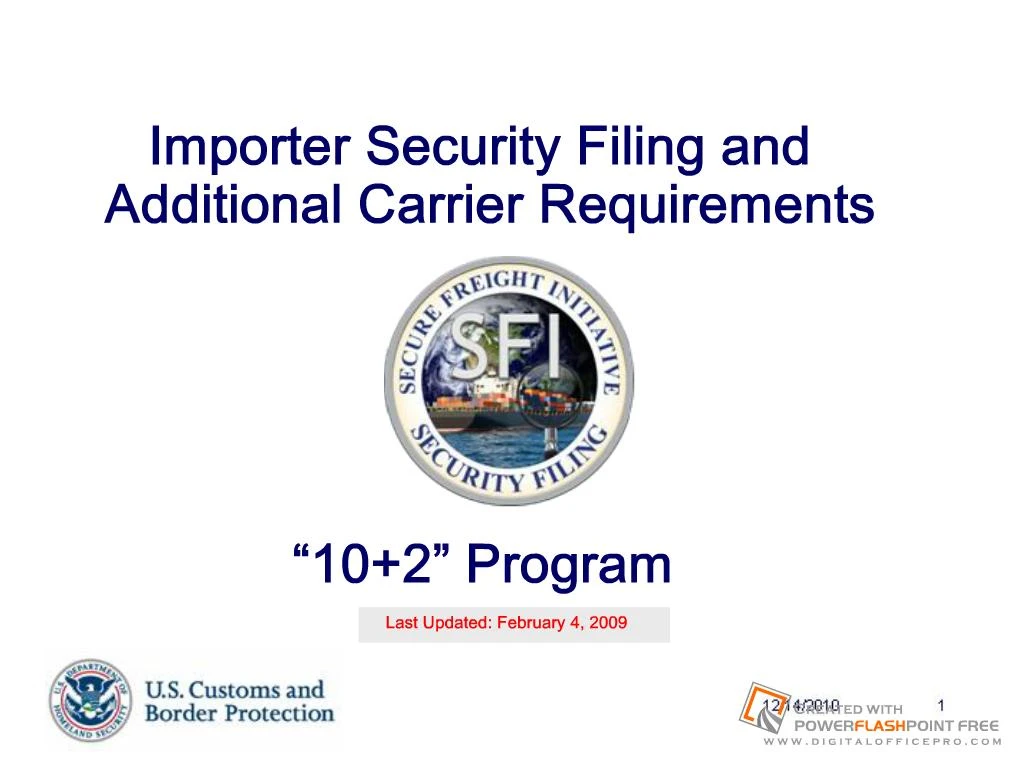 PPT - Importer Security Filing and Additional Carrier Requirements ...