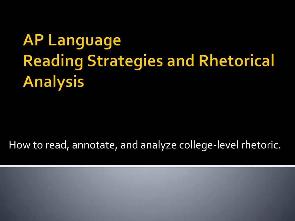 PPT - AP Language Reading Strategies and Rhetorical Analysis PowerPoint ...