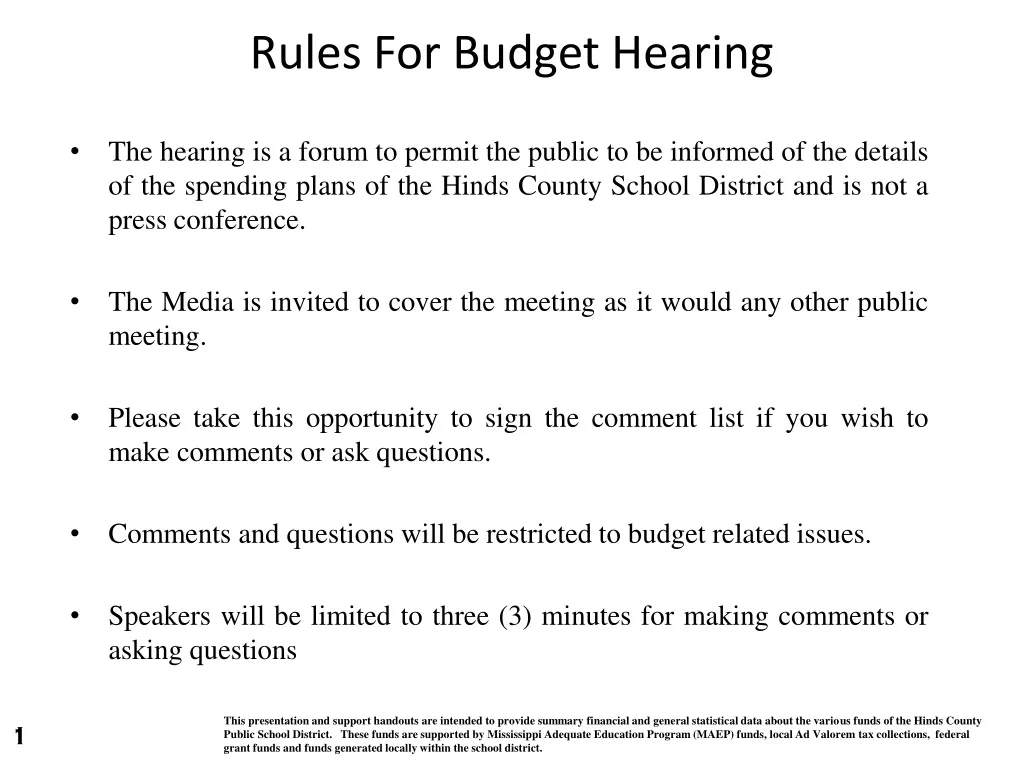 PPT - Rules For Budget Hearing PowerPoint Presentation, free download ...